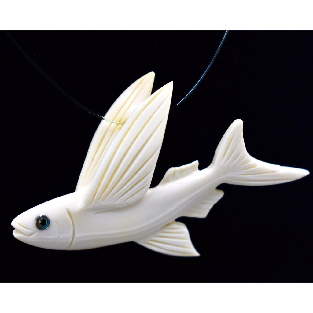 Flying Fish Pendant (Bone Carving) – Nautical Treasure Jewelry